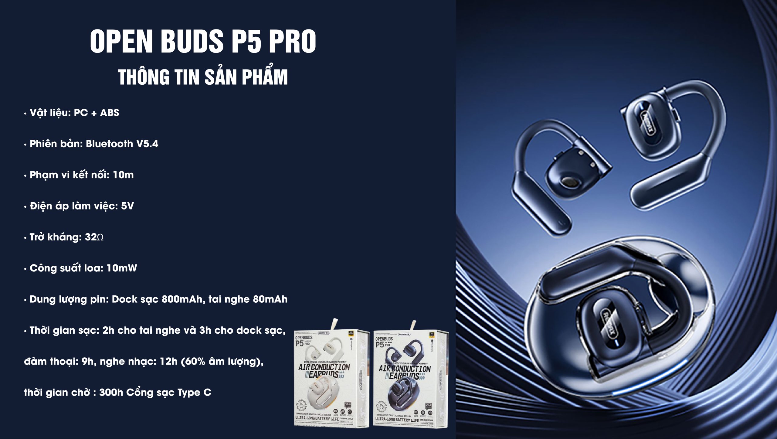 Tai nghe không dây OPEN BUDS P5 PRO – MASSCOM